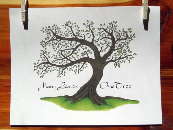Items similar to Many Leaves One Tree Hand-Lettered Quote Print 8.5x11 ...
