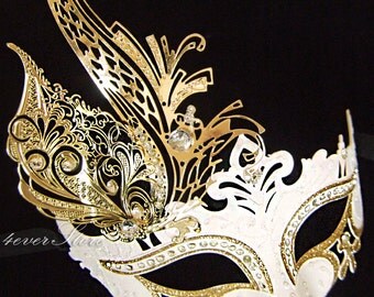 Greek Goddess Costume Mask - Gold Leaf and White Masquerade Mask with ...