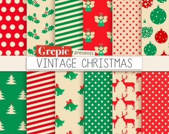 Vintage Christmas Digital Paper 16 Pack Premium Digital