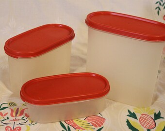 Vintage Burnt Orange Tupperware Containers Canisters - Set of 3