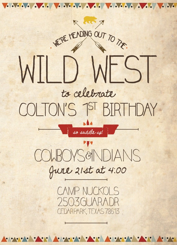 Items similar to Cowboys and Indians Birthday Invitation: DIGITAL ...