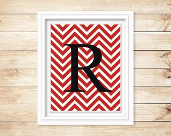 Letter Wall Art, Chevron, Wall Decor, Custom Inital, Single Letter Monogram