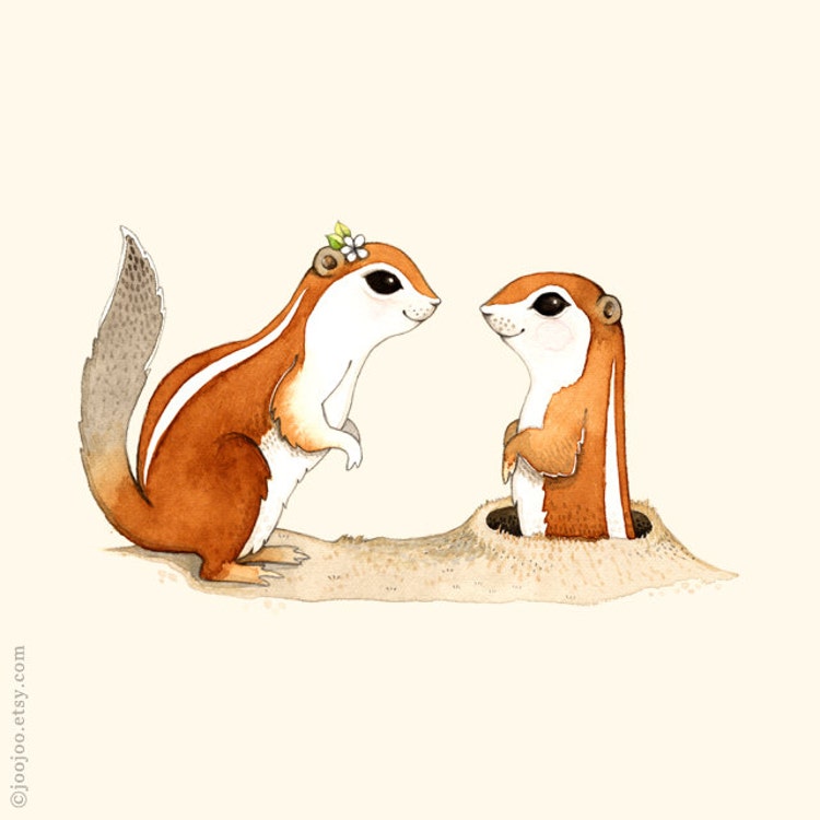 Xerus Watercolor painting African Ground Squirrel X by joojoo