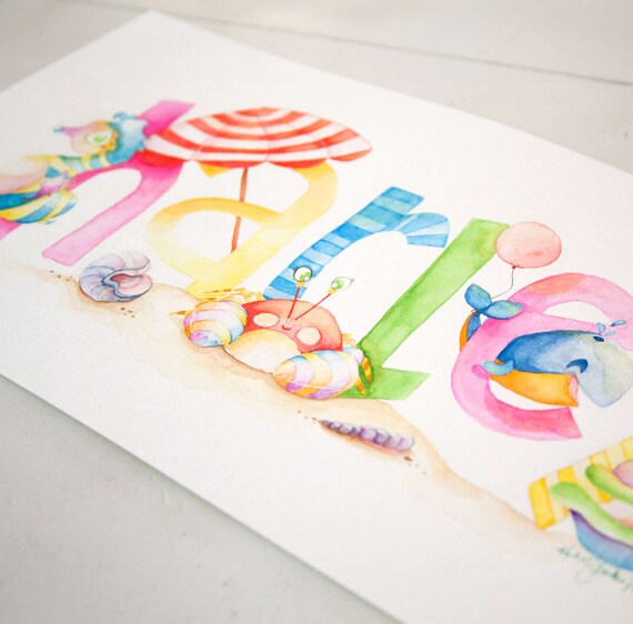 CUSTOM NAME Painting Personalized Children's by BrilliantCritter