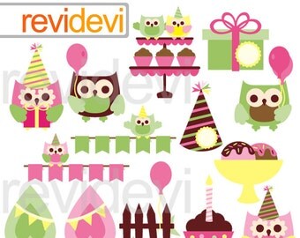 Birthday owl clipart | Etsy