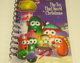 Veggie Tales The Toy That Saved Christmas Upcycled Spiral Bound Notebook