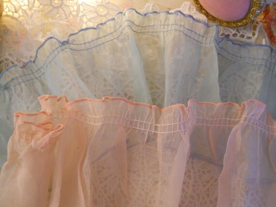 vintage organdy organza 5'' wide ruffled trim pink by polkadotrose