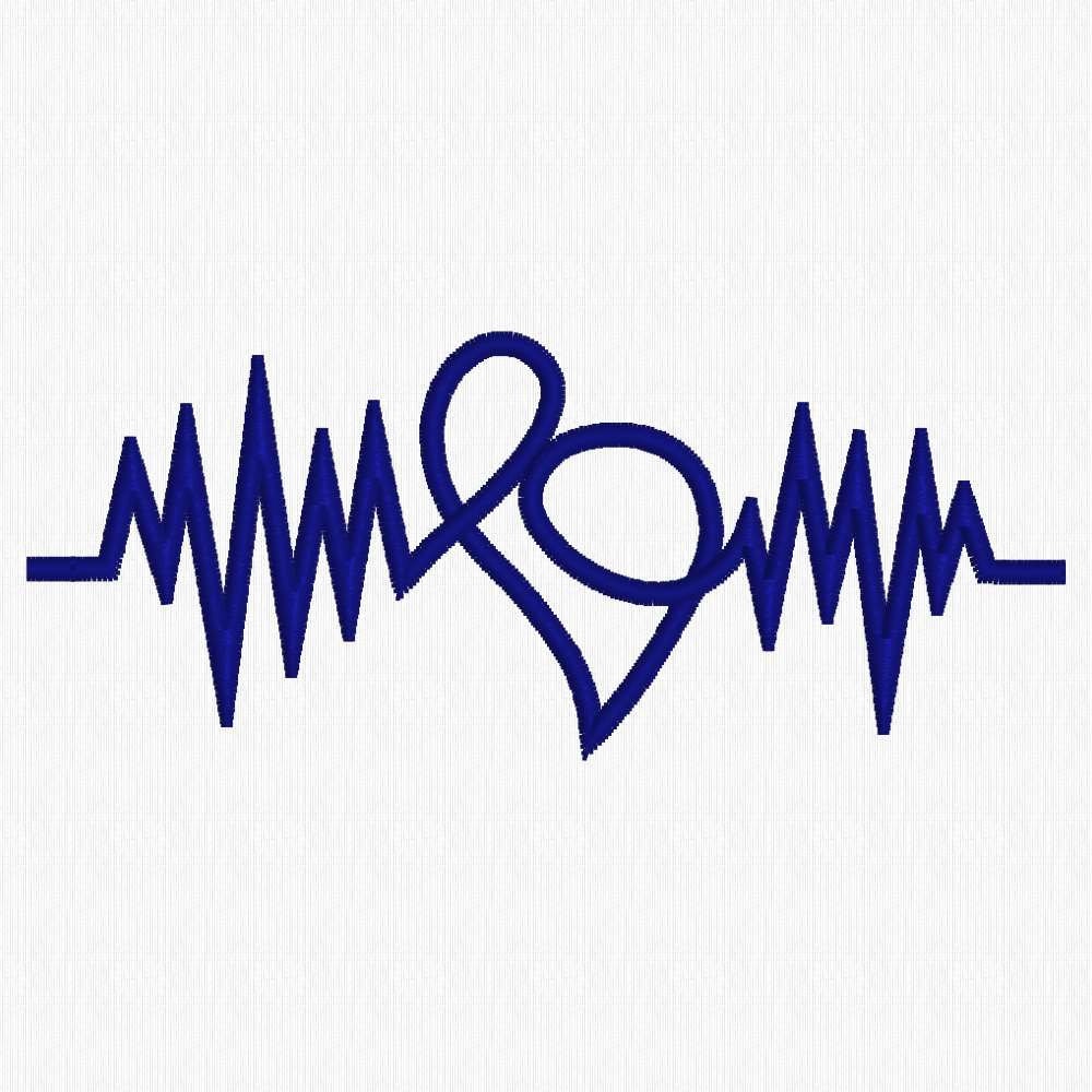 Heartbeat EKG with Heart Machine Embroidery Design