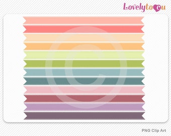 Ribbon clip art set, 12 stitched ribbons, PNG clipart (PP07a)