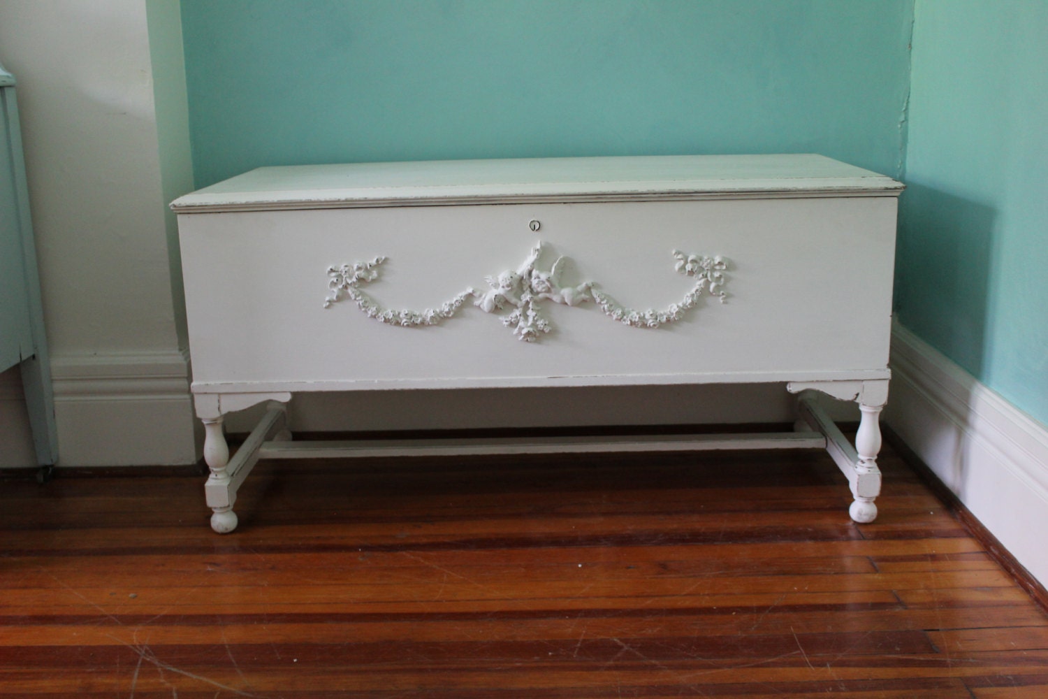 custom order FAB antique cedar hope chest shabby chic white