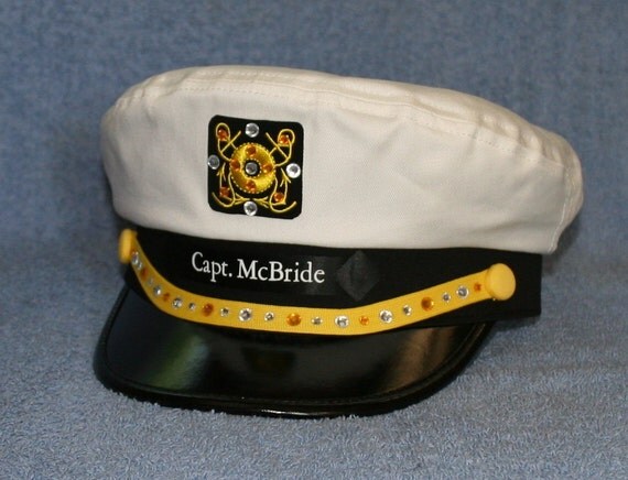 Personalized Yacht CAPTAIN'S HAT with sparkling Faux