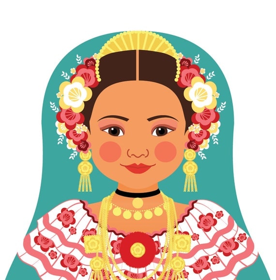 Panamanian Wall Art Print with culturally traditional dress
