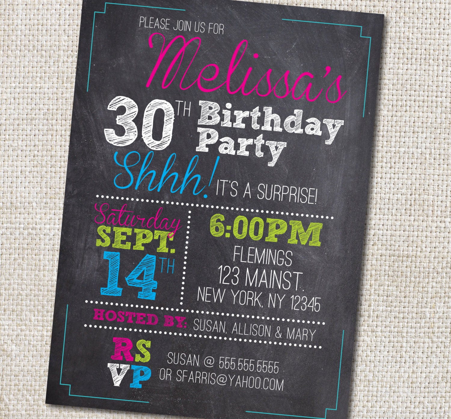 30th Birthday Party invitation Custom Printable