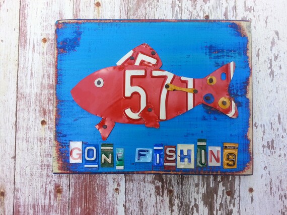 Items similar to License Plate Artwork FISH Gone FISHING Ocean Sealife ...