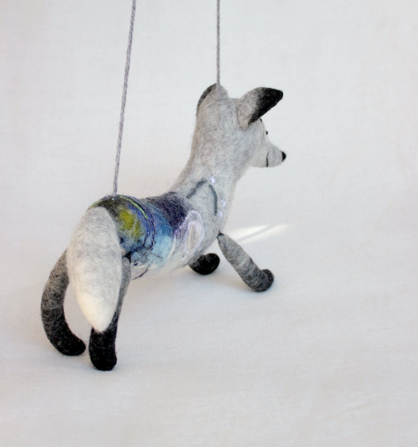 Felt Toy Silver Fox Antuon Art Toy Fox plush Felted Fox