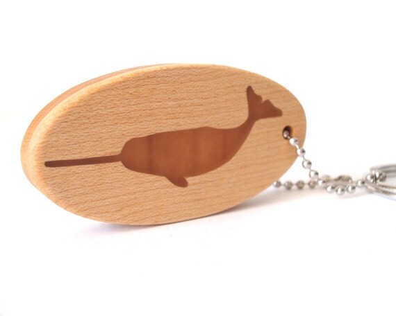 Narwhal Key Chain Wood Scroll Saw Keychain by OohLookItsARabbit