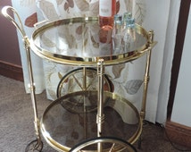 SOLD Mid Century Modern Brass Tea Cart Vintage Side Table Hollywood ...