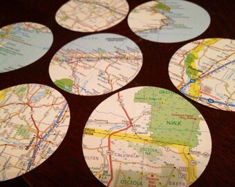 Large 2.5" Map Page Circles -- 45 Count -- Wedding Decor -- Bridal ...