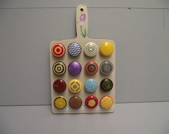 Wood Decorative Knob Board With 16 Unique Collectible Knobs
