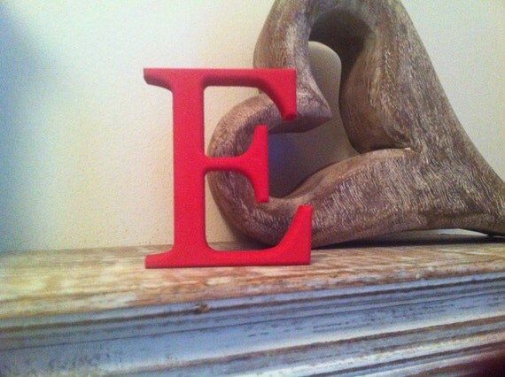 Hand-painted Wooden Letter E Freestanding Georgian Font