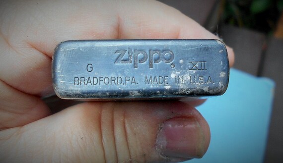 Vintage Zippo Lighter. Marked G XII Bradford PA. Made in
