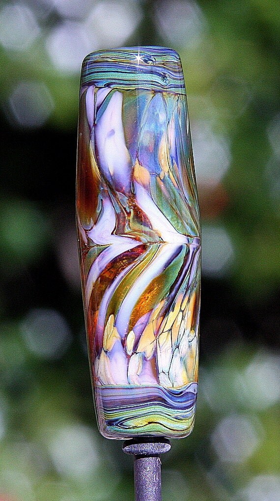 Snow Scene Handmade Lampworked Glass Bead OOAK Focal by ninaeagle