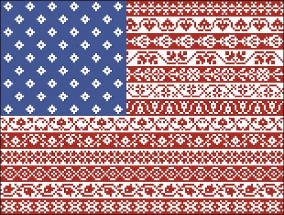American Flag Cross Stitch Pattern Stars and Stripes Repeating