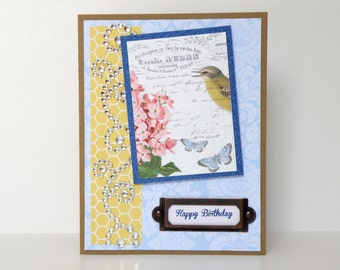 Birthday Cards - Handmade Birthday Cards - Bling - Floral Birthday ...