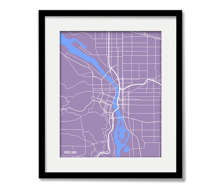 Portland Map Art Print Portland City Map of by EmbieDesign on Etsy