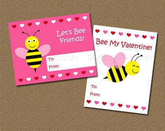 Items similar to Bee Valentines - INSTANT DOWNLOAD - Printable ...