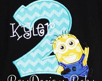 Minion Birthday Shirt, Boys birthday shirt, Monogrammed, Minion shirt ...