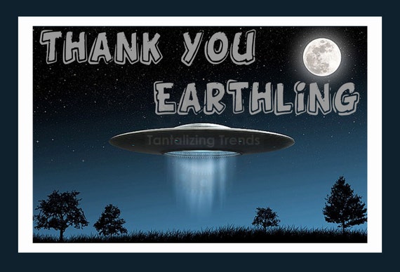 Items similar to UFO Space Alien Printable 4x6 Thank You Card Postcard ...