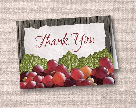 Rustic Winery Grapes Thank You Cards by ArtisticallyInvited