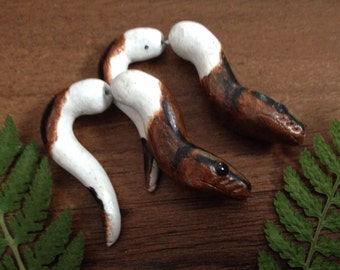Pied ball python earrings, snake earrings, snake fake guages, reptile ...