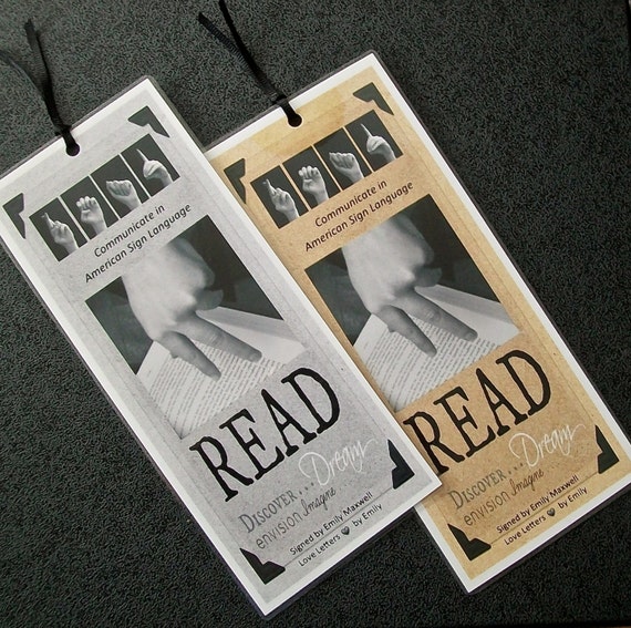 ASL READ American Sign Language Laminated Bookmark