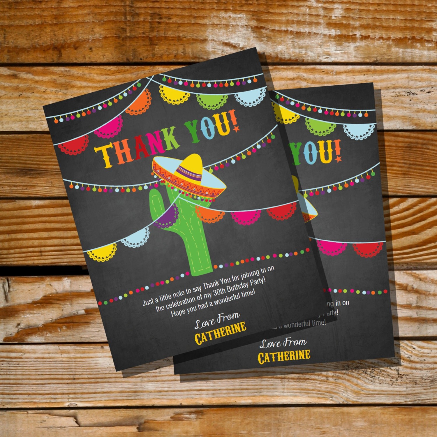 Mexican Fiesta Thank You Cards Chalkboard Thank You Cards