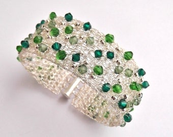 Silver plated wire crochet jewelry set with by LucianaJewelry