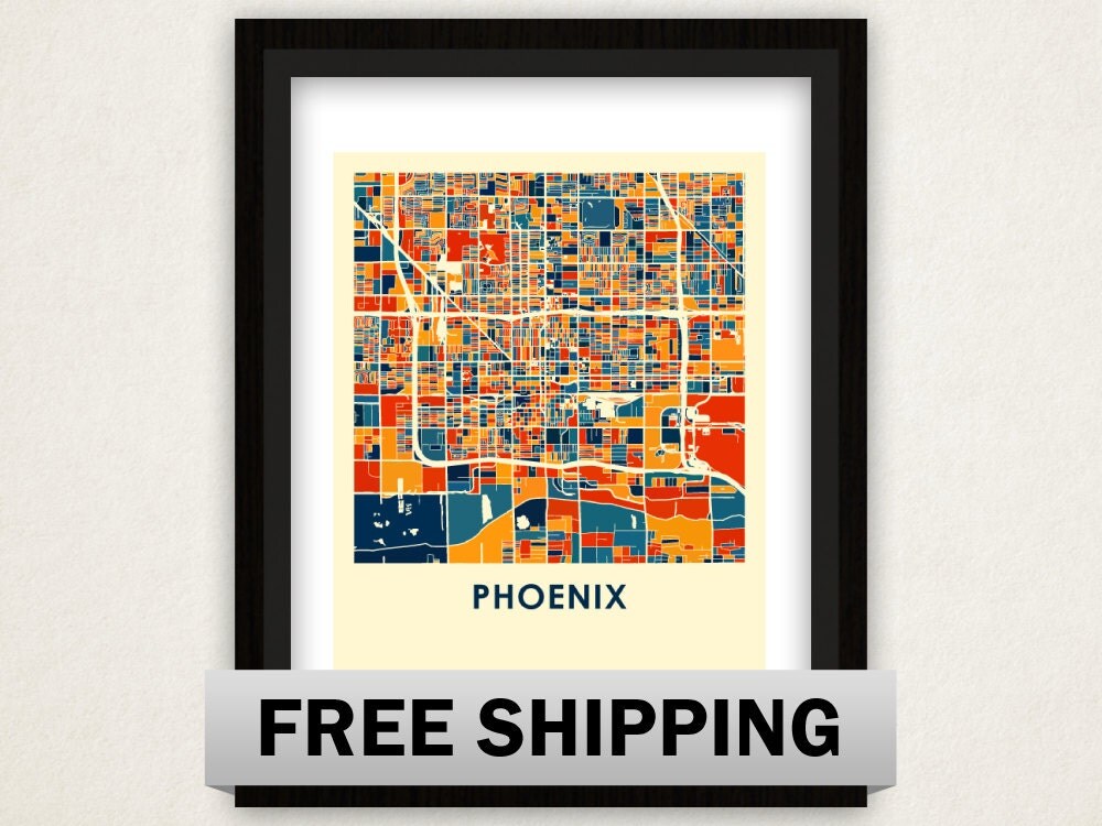 Phoenix Map Print Full Color Map Poster by iLikeMaps on Etsy