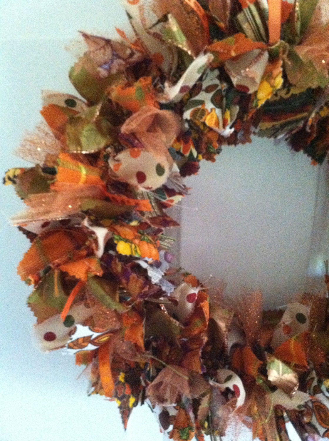 Fall Rag Wreath Autumn Rag Wreath Fall Fabric and Ribbon
