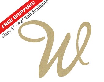 Wooden Monogram Letter W: - Large or Small, Unfinished, Cursive Wooden ...