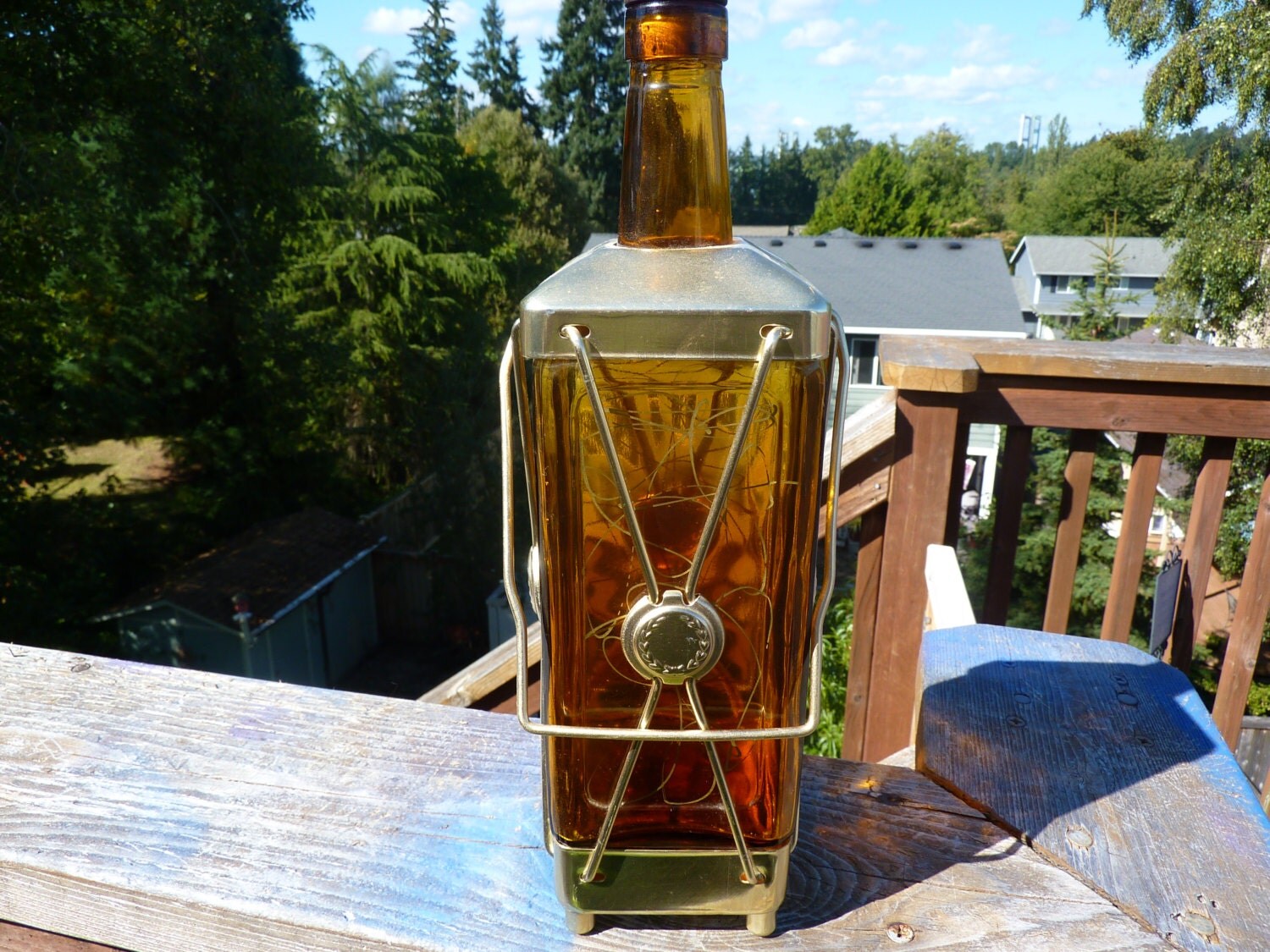 Lantern Light//////Vintage Amber Glass Musical Alcohol Lantern Decanter ...