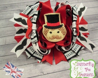 Circus Ringmaster Moustache Stacked Boutique Bow