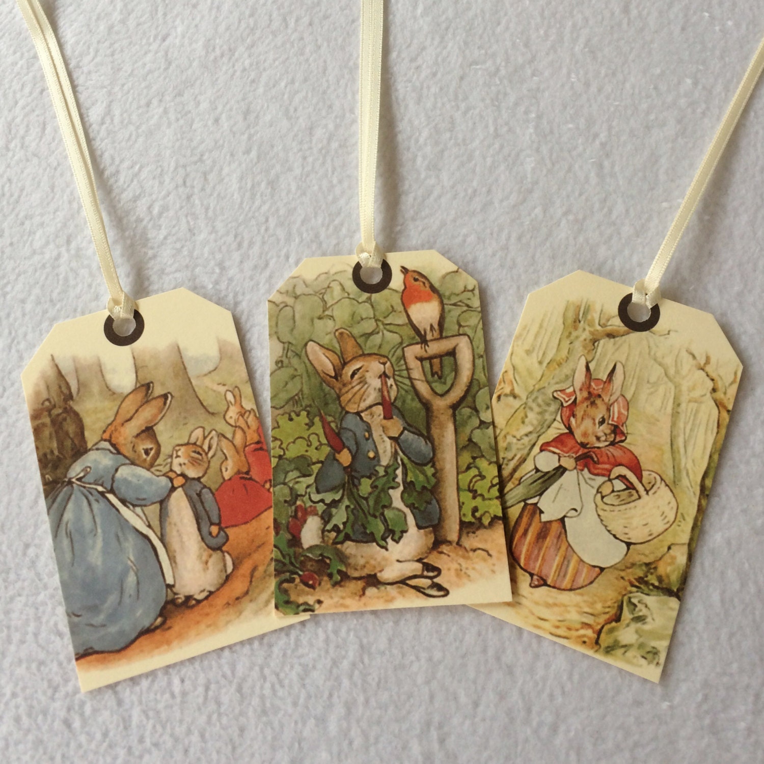 Peter Rabbit gift tags set of 8 beatrix potter with ribbon