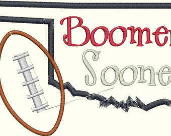 Boomer Sooner OK Applique Embroidery Pattern