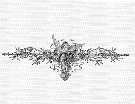 Angel Border Graphic Instant Download Printable 300dpi