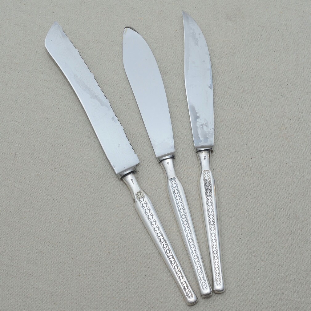 Set of 3 Vintage Silver Plated Kichen Serving Knifes, Rostfrei Solingen ...