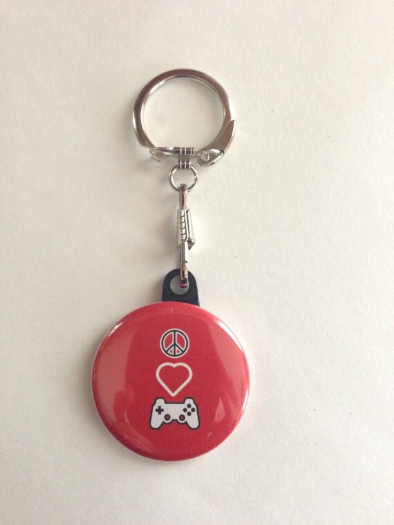 Video Game Keychain Peace Love Video Games Handmade Keychain
