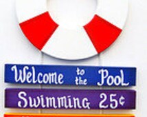 Popular items for swimming pool signs on Etsy