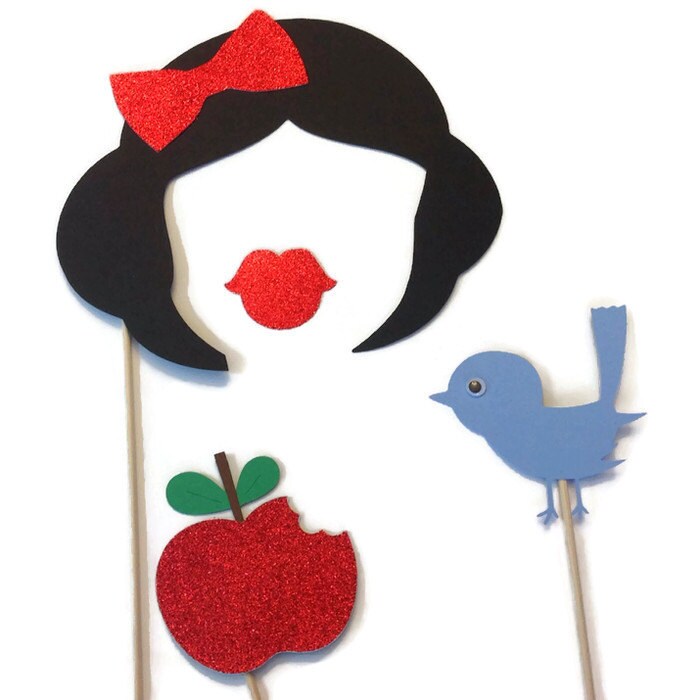 Photo Booth Props Snow White Themed Glitter 9 Piece Set