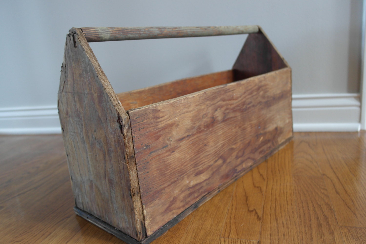 Antique Wood Box, Rustic Tool Box, Wooden Handmade Tote, Farmhouse ...